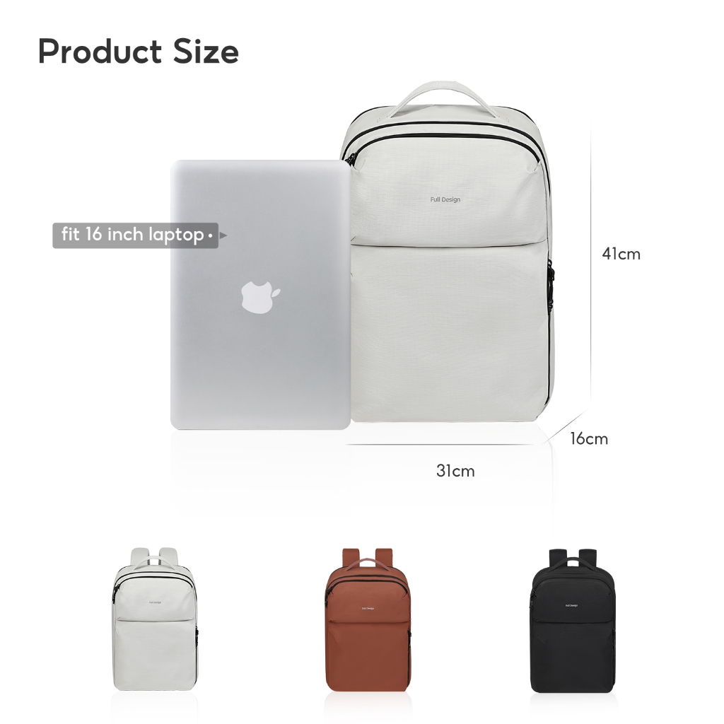 FULL DESIGN Comfit Waterproof Backpack, 15.6 Inch Travel Business ...