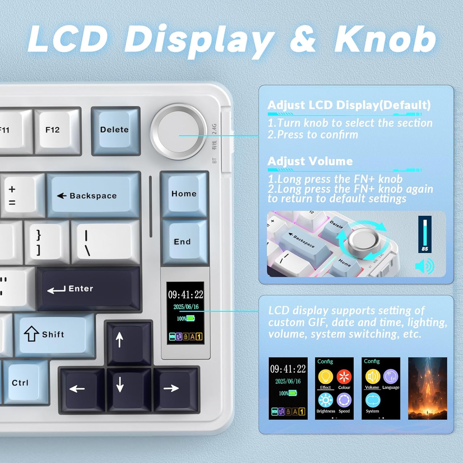 AULA S75Pro Tri-Mode Keyboard Bluetooth Mechanical Wireless Keyboard ...