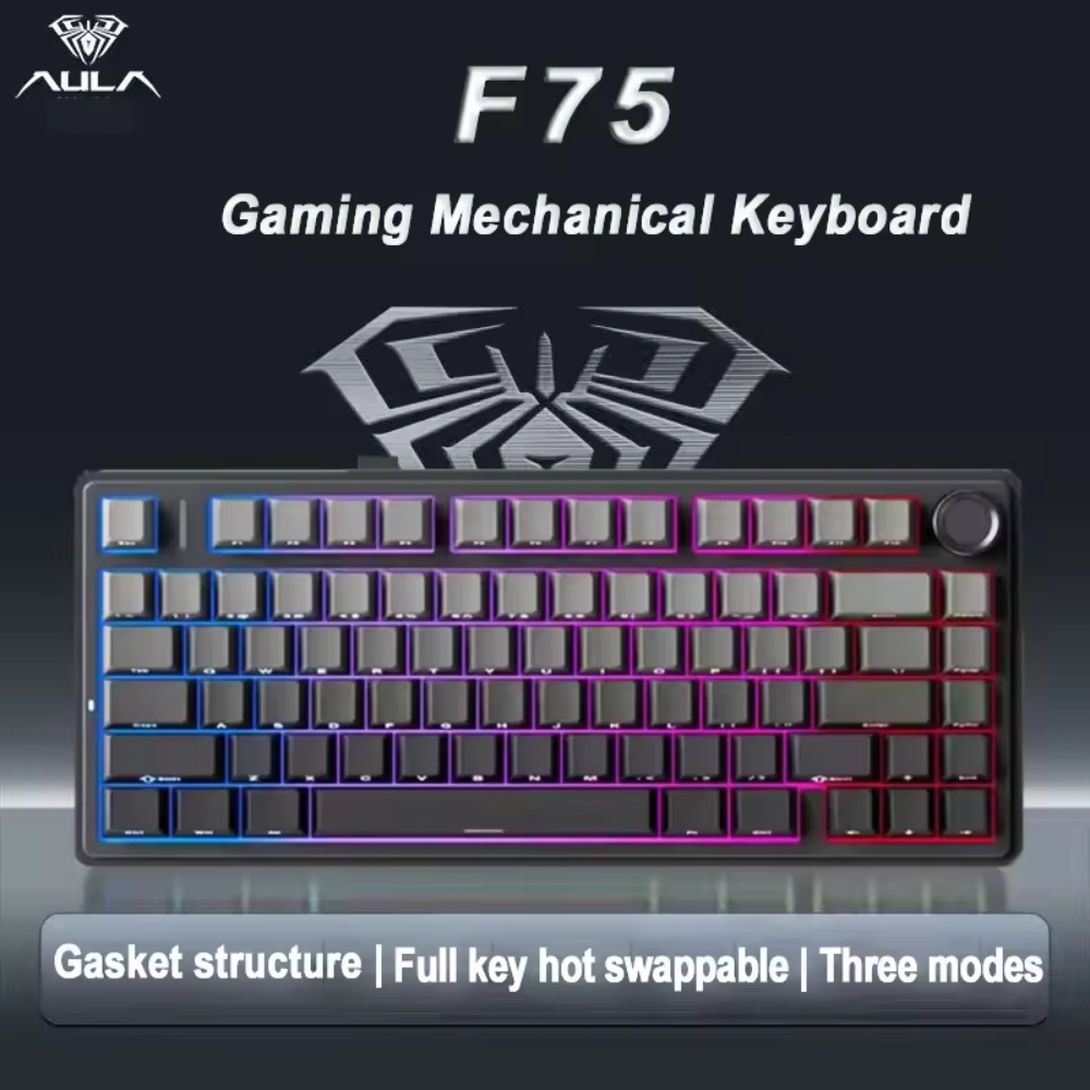 AULA F75 75% Layout Mechanical Keyboard Tri-Mode (Bluetooth 2.4G Wired ...