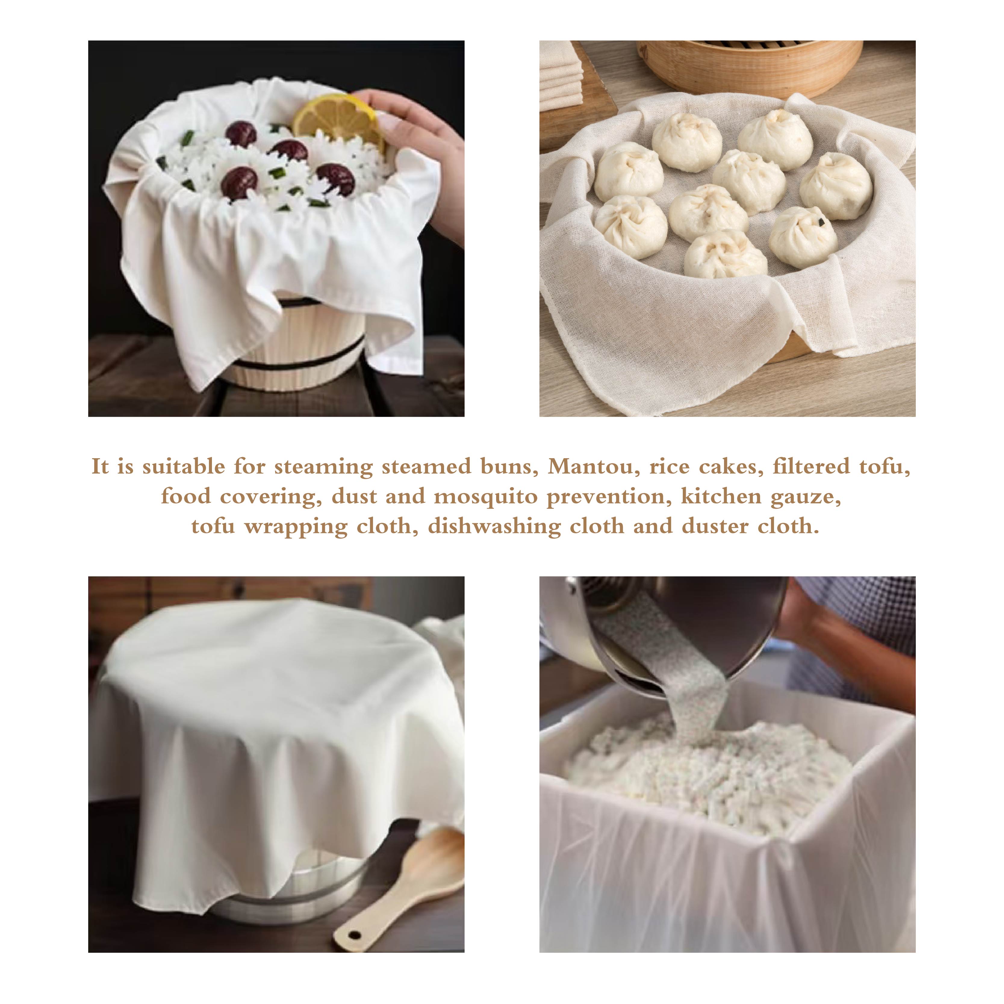 Square cotton gauze steamer pad, reusable non-stick cloth for steamed ...