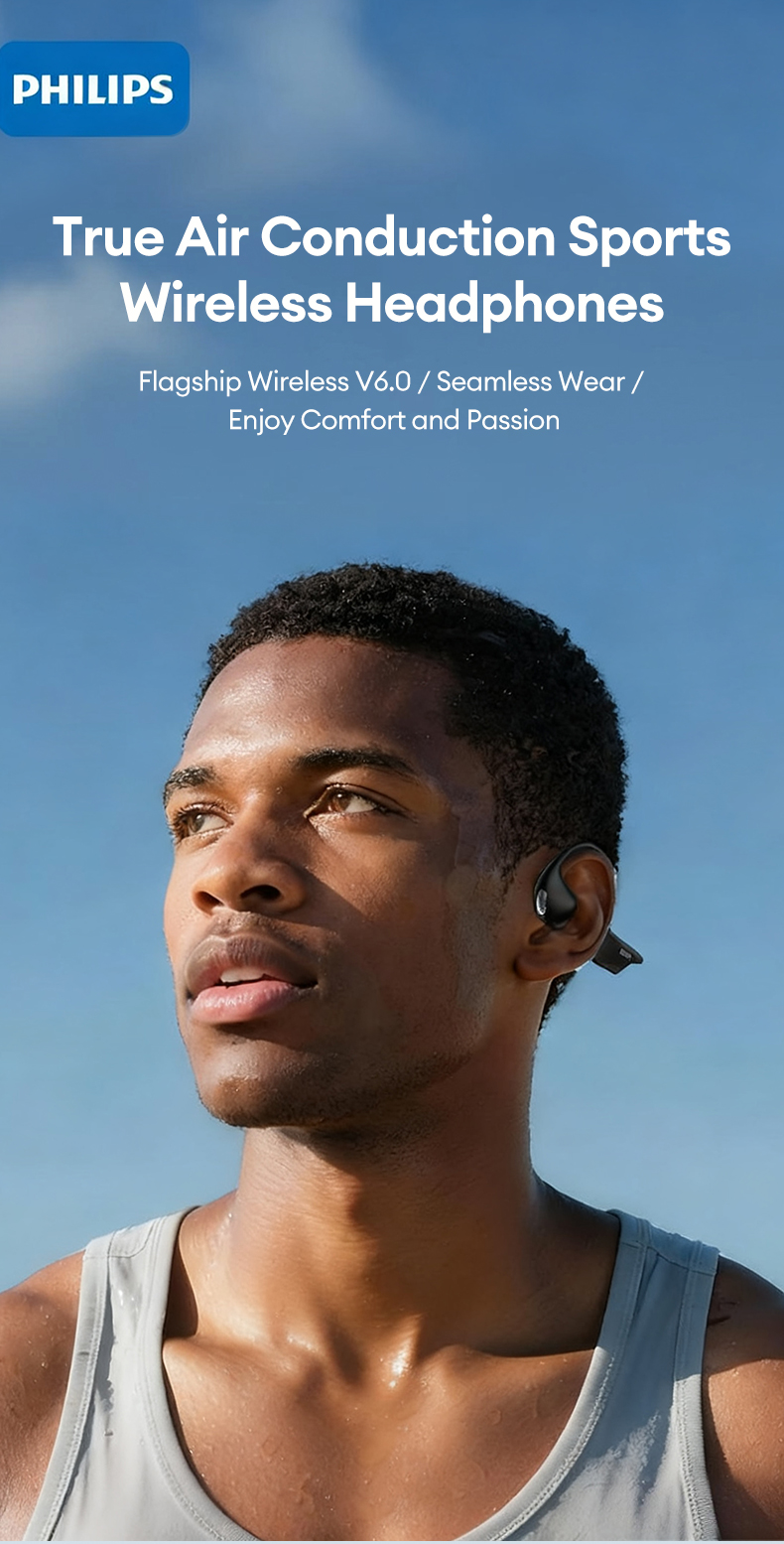 PHILIPS TAQ4320 Bone Conduction Bluetooth Headphones 8G Memory ...