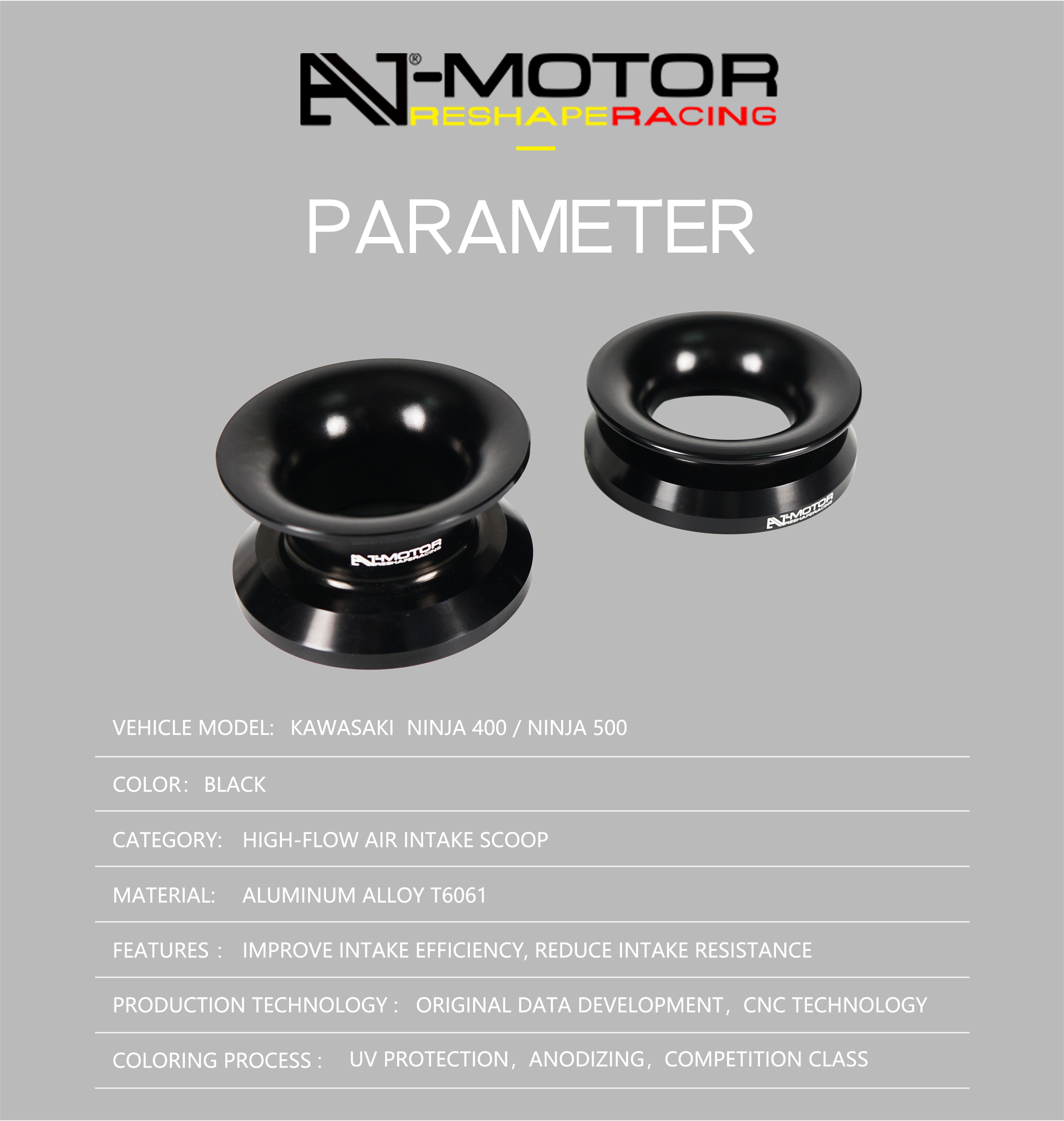 AJ-MOTOR Motorcycle High-Flow Air Intake Scoops For Kawasaki Ninja 400 ...