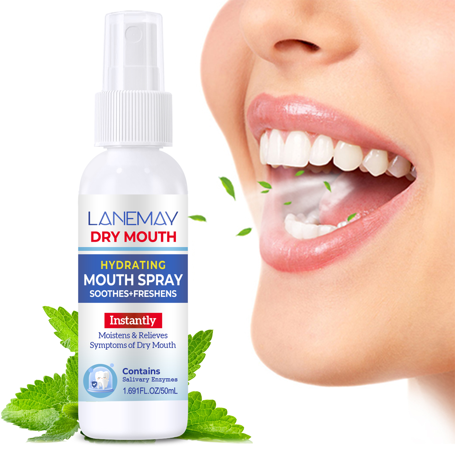 Instant Dry Mouth Comfort Spray 50ml, Fast-Acting Hydrating Mint ...