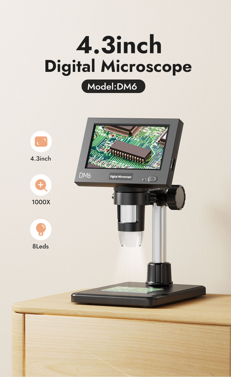 4.3 inch LCD Digital Microscope 1000X Video Microscope for Adult with ...