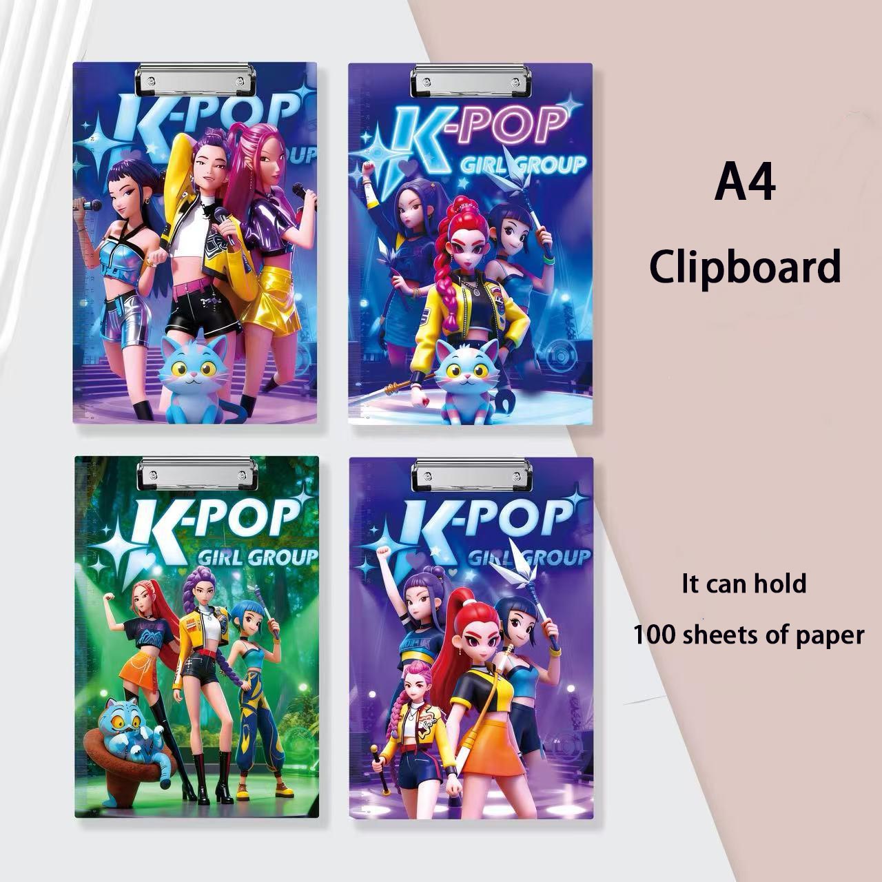 A4 KPop Demon Hunters Stickers Board Folder Student Writing Drawing ...