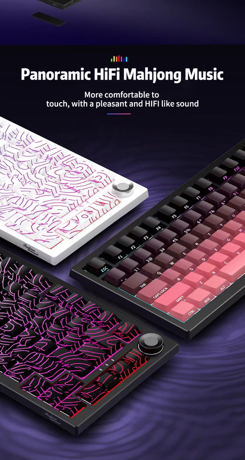 K81 Mechanical Keyboard 75% 81 Key RGB Tri-Mode Wired Bluetooth 2.4G ...