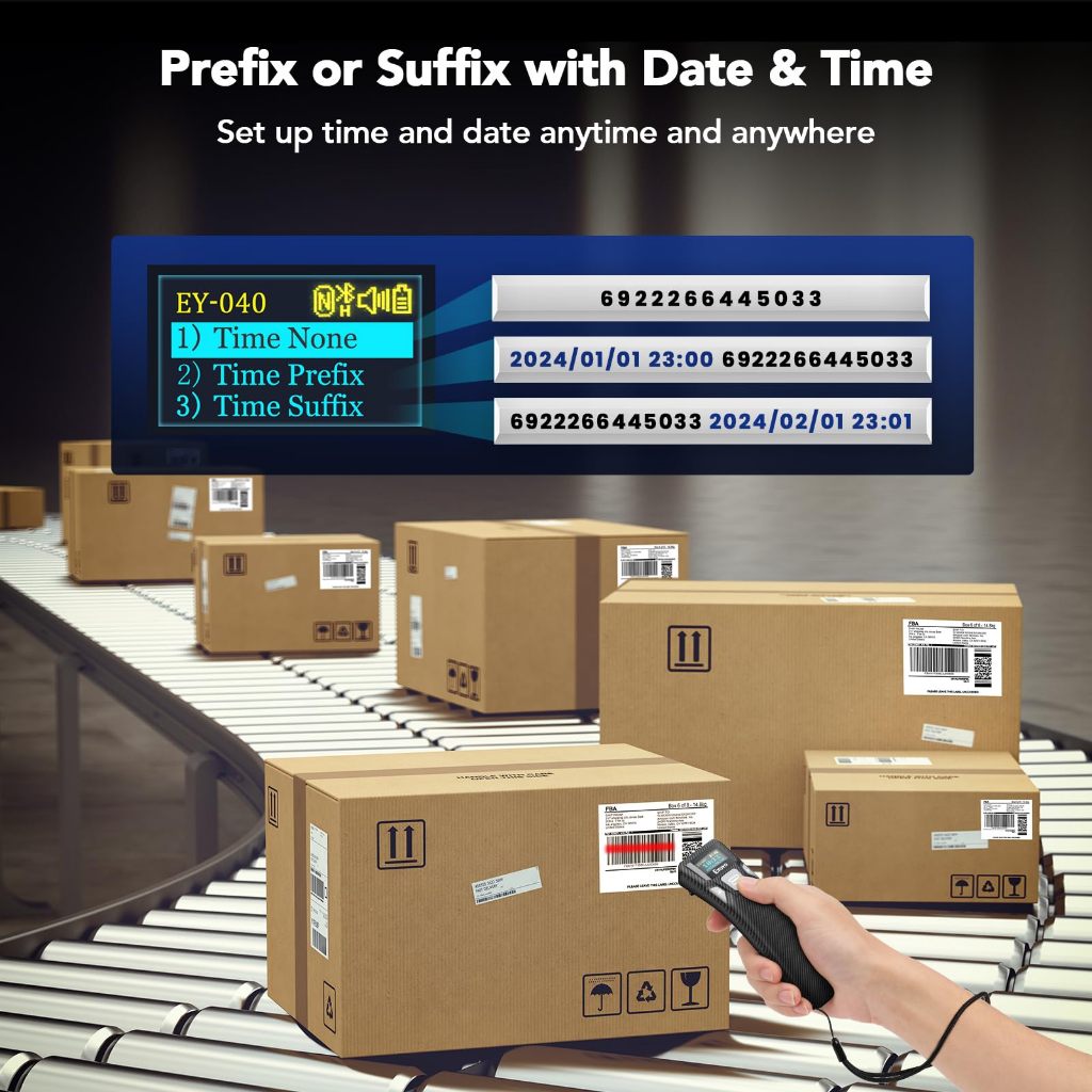 Eyoyo Portable Mini 1D 2D Barcode Scanner, Smart Digital Display to Set ...