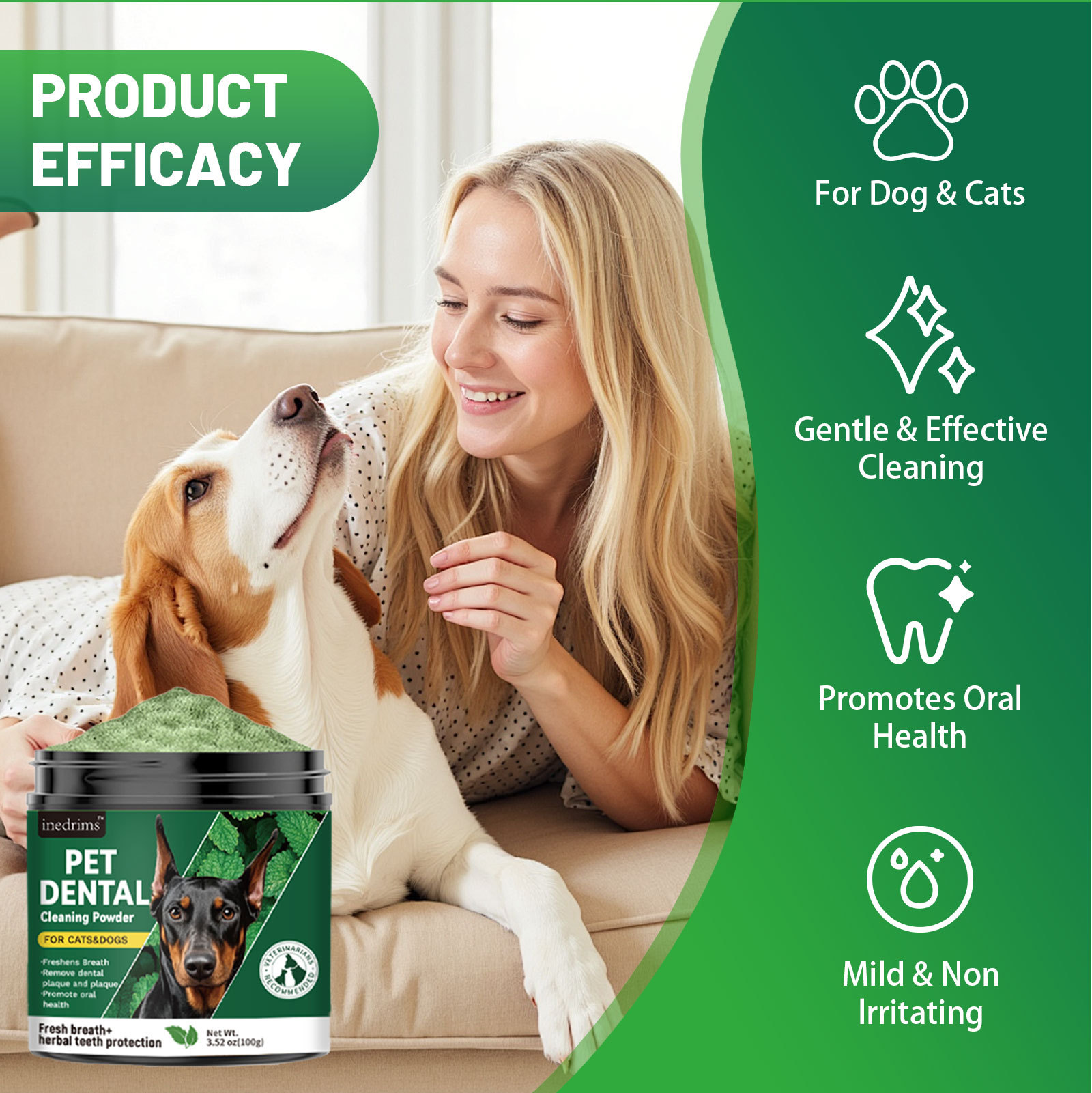 Dog Dental Cleaning Powder Breath Freshener Cat and Dog Tooth Powder ...