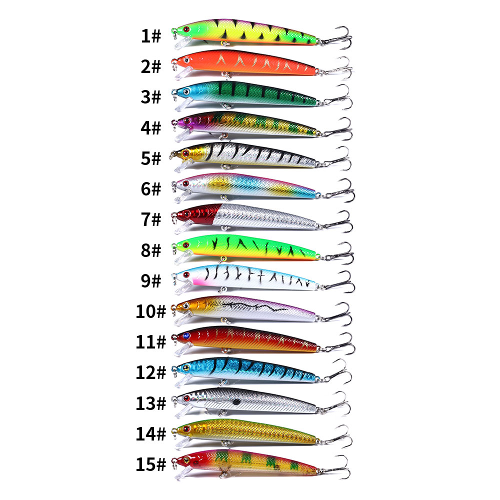 Floating Minnow Fishing Kit with 15 Lure Types for Bass and Trout Catch ...