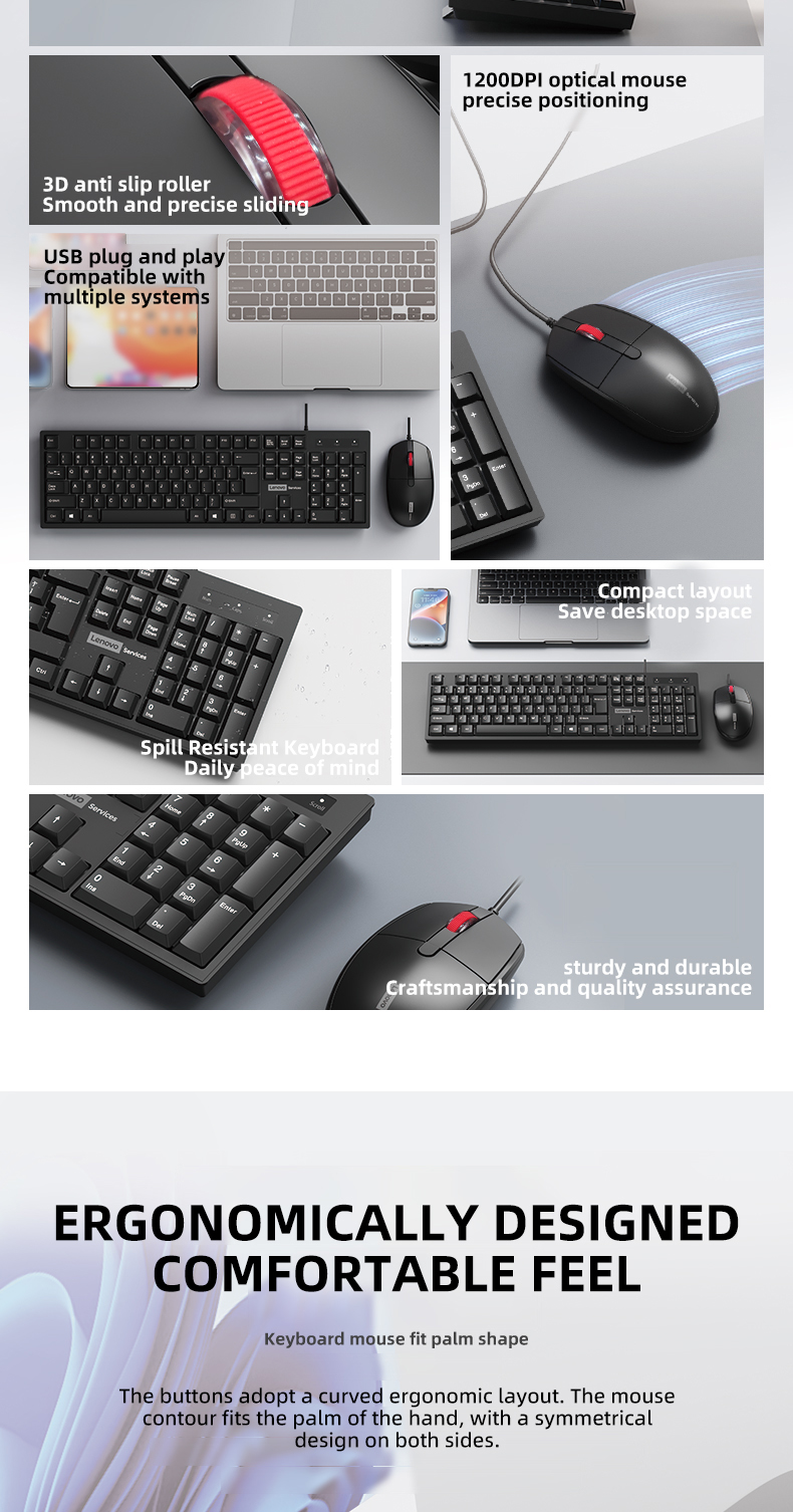 Lenovo KM280 Simplified Office Keyboard And Mouse Set - Wireless Dual ...