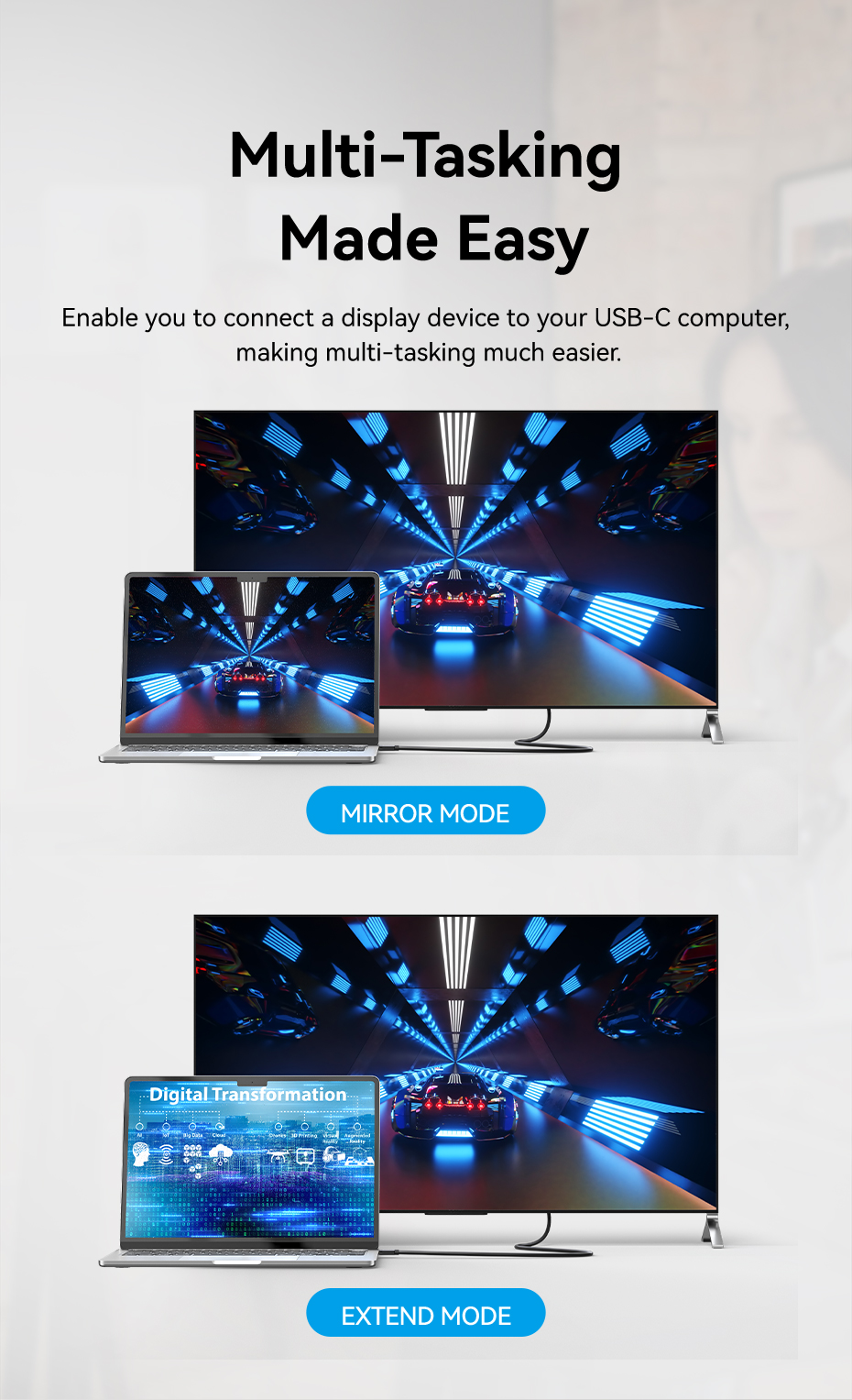 Vention สาย USB-c to HDMI 4K HD HDMI-A 4K@60Hz HDCP Type-c to HDMI HDR Audio & Video | Shopee ...