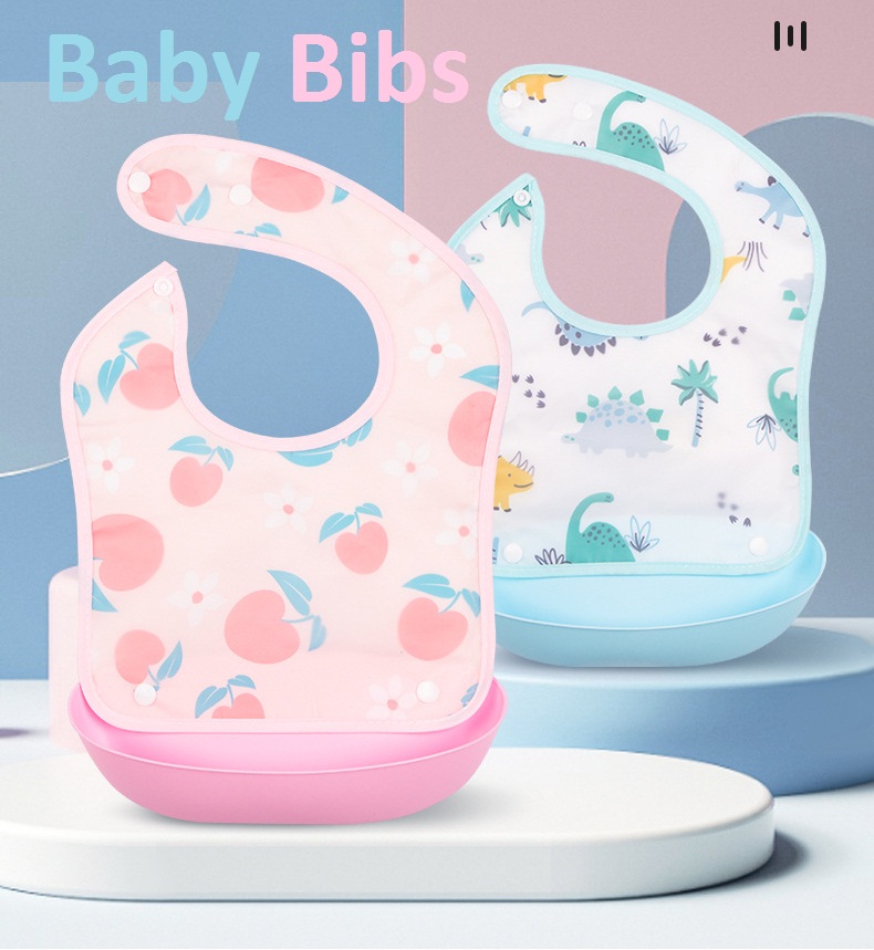 Baby Bibs Adjustable Waterproof Bib Apron Cartoon Food Catcher Bib ...