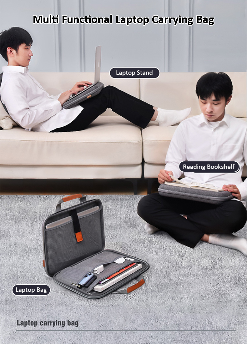 2 in 1 Laptop Briefcase Hard Shell Bag with Stand Portable for 13.3/14/ ...