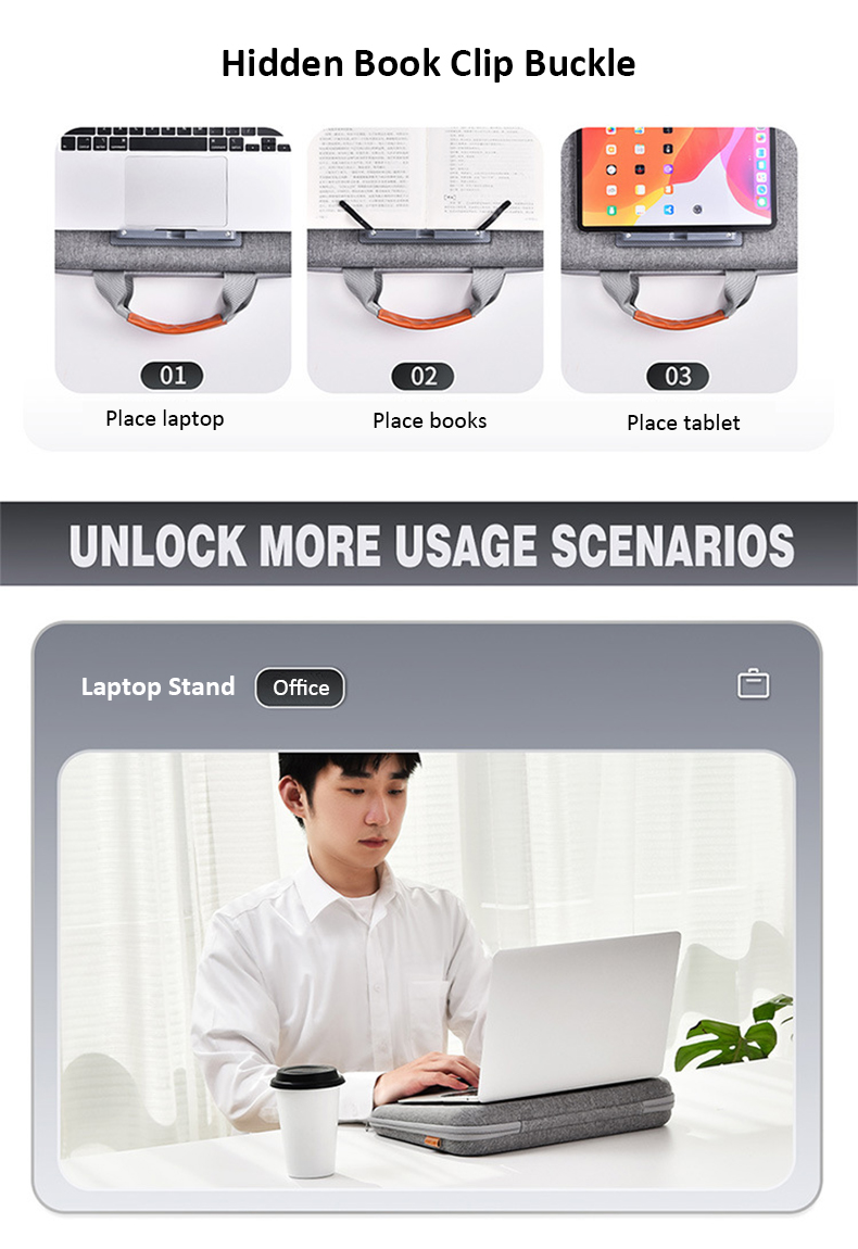 2 in 1 Laptop Briefcase Hard Shell Bag with Stand Portable for 13.3/14/ ...