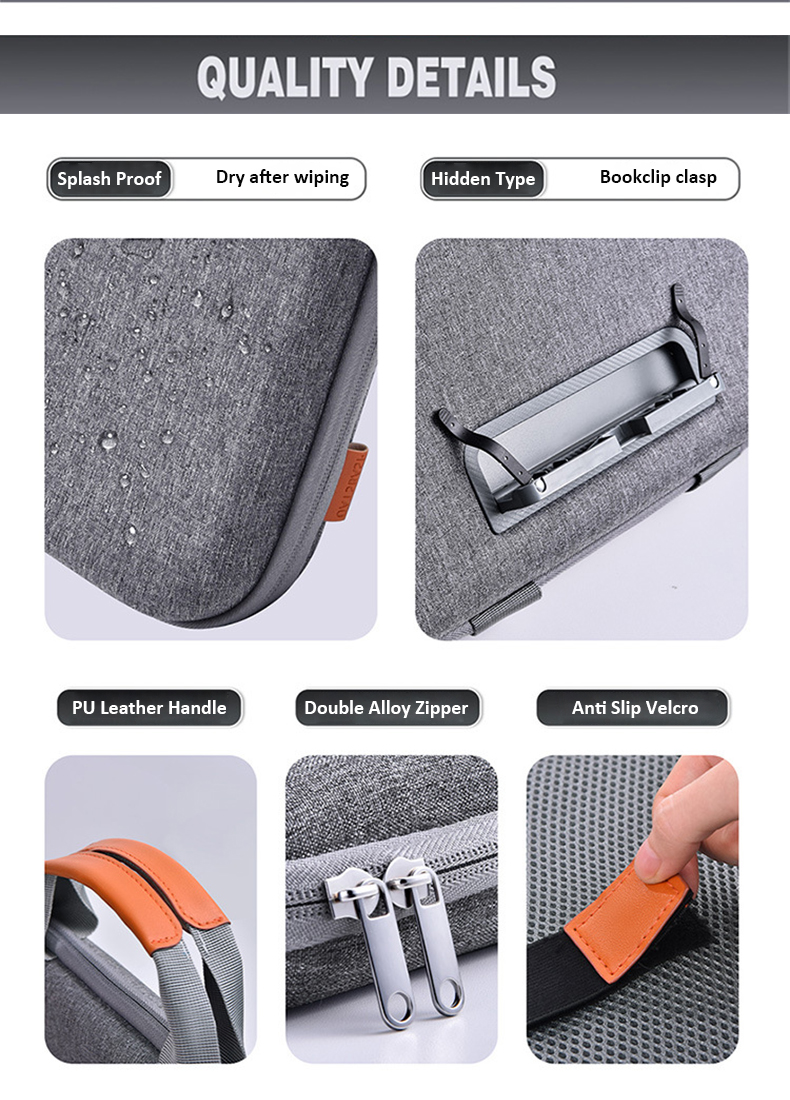 2 in 1 Laptop Briefcase Hard Shell Bag with Stand Portable for 13.3/14/ ...