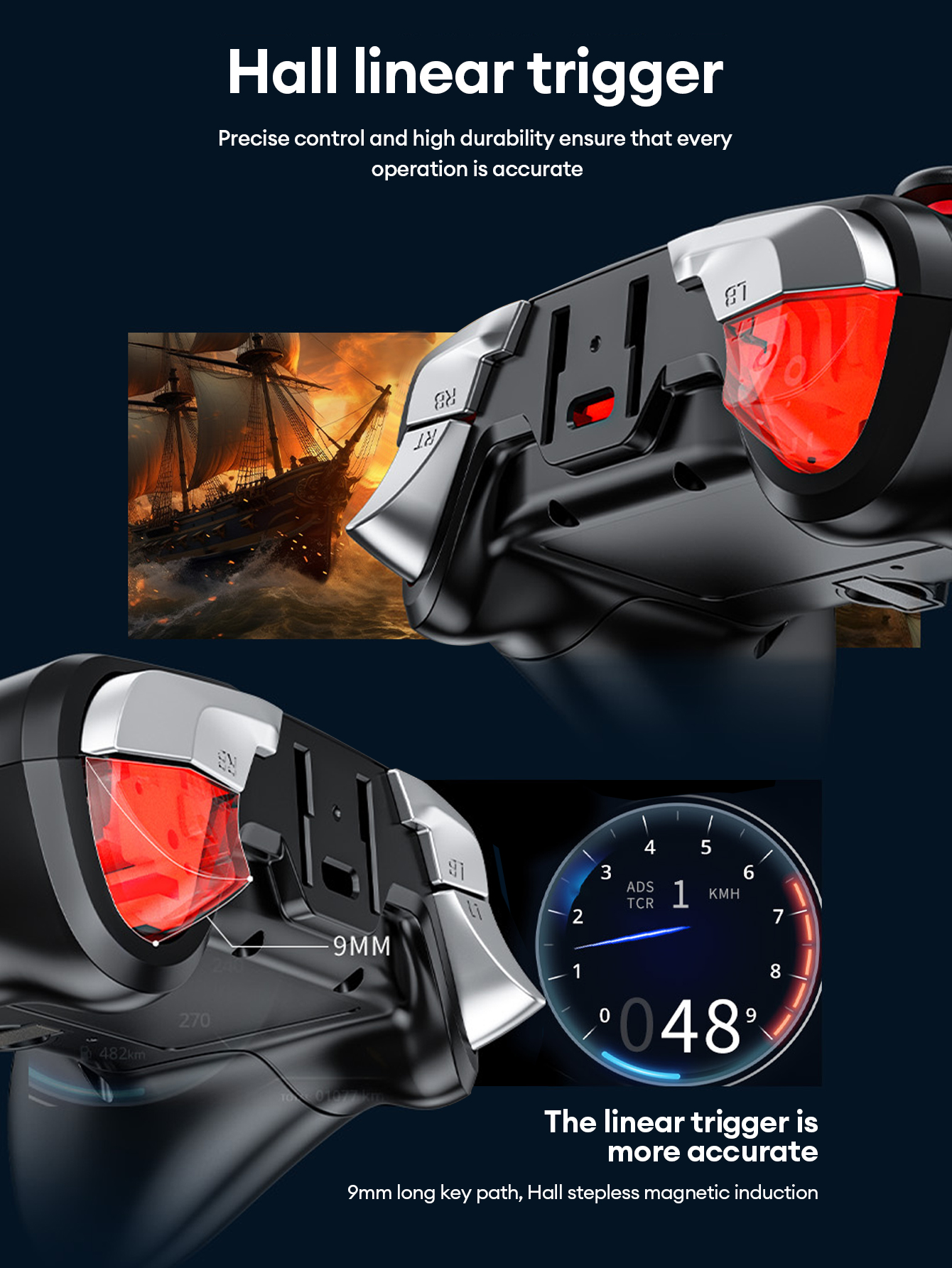 PHILIPS DLK5050 Tri-Mode Wireless Gamepad Dual Hall Joystick Six-Axis ...