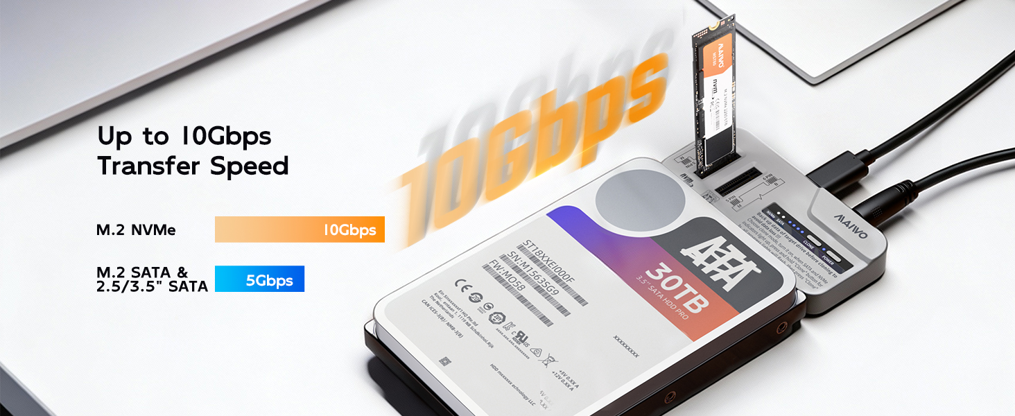 MAIWO 3 Bay M.2 NVMe/SATA SSD Case for 2.5 " 3.5" HDD SSD Enclosure ...