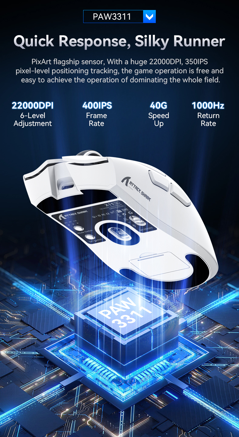 ATTACK SHARK X1SE/X5 Lightweight Gaming Mouse, Tri-Mode Wireless ...
