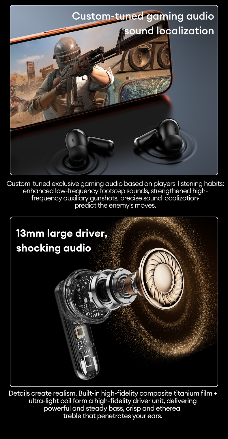 Lenovo GT102 Wireless Bluetooth Gaming Headset Imperceptible Latency ...