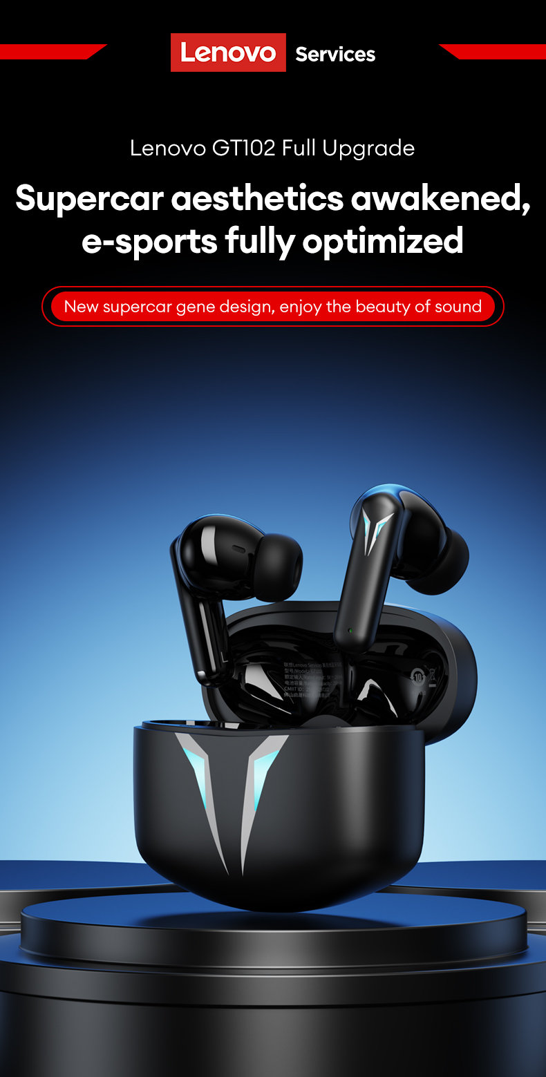 Lenovo GT102 Wireless Bluetooth Gaming Headset Imperceptible Latency ...