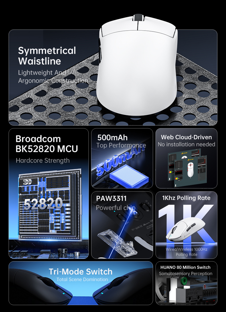 Attack Shark X8SE/X5 Wireless Gaming Mouse | 55g Ultra-Light | 1KHz ...