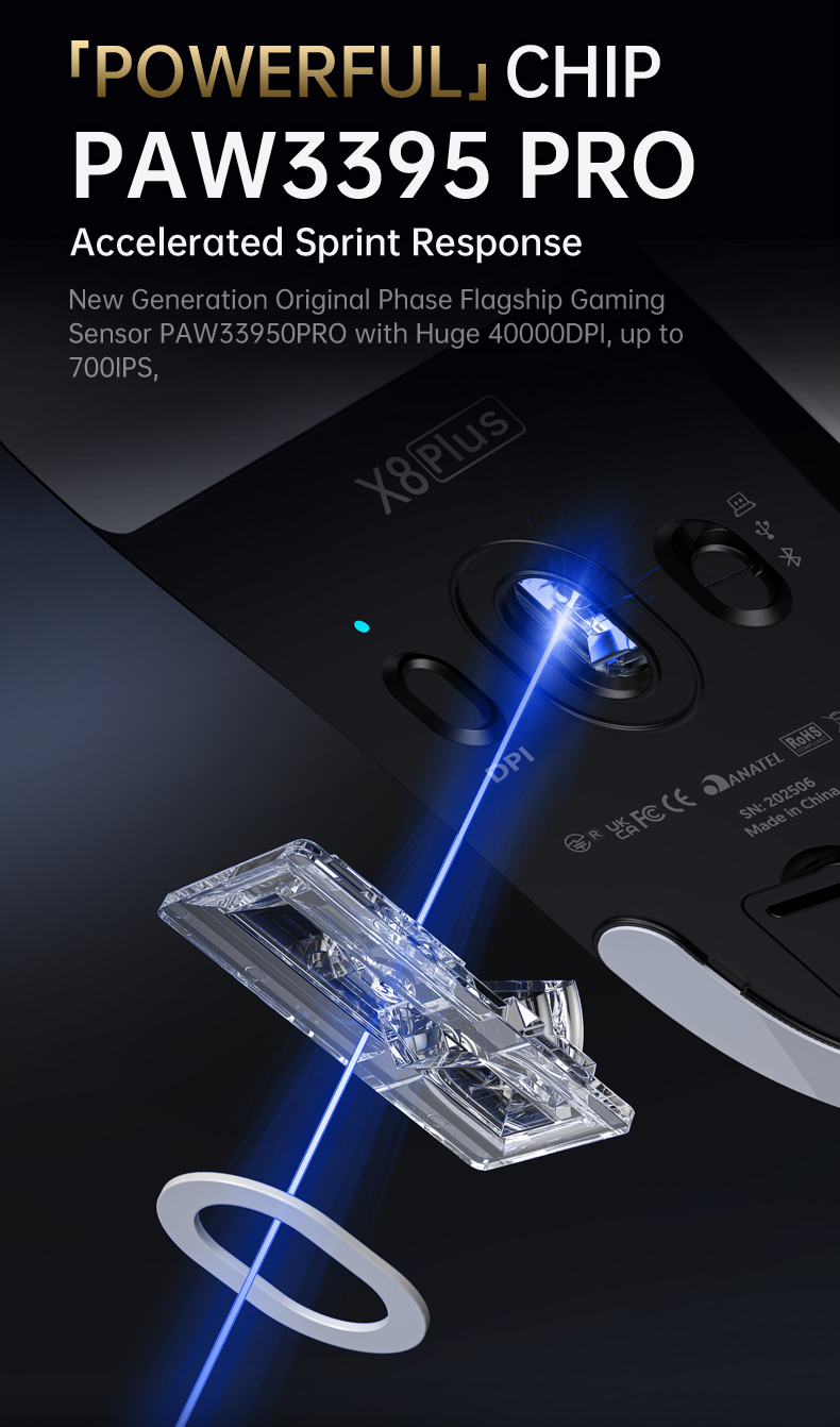 Attack Shark X8 PLUS Wireless Gaming Mouse | PAW3395 PRO Sensor 40K DPI ...