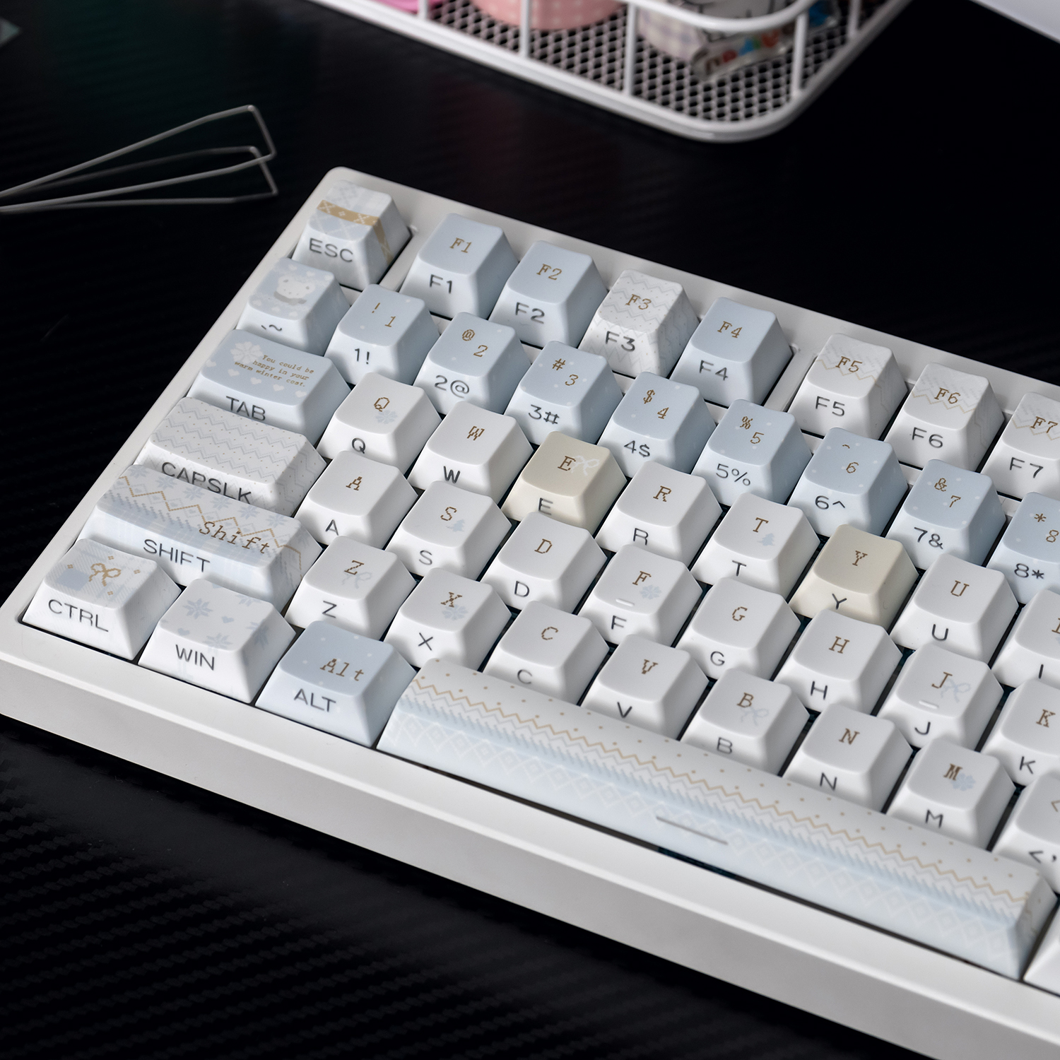 URE Winter Letter Keycaps Side Light through Cherry Profile Blue PBT ...