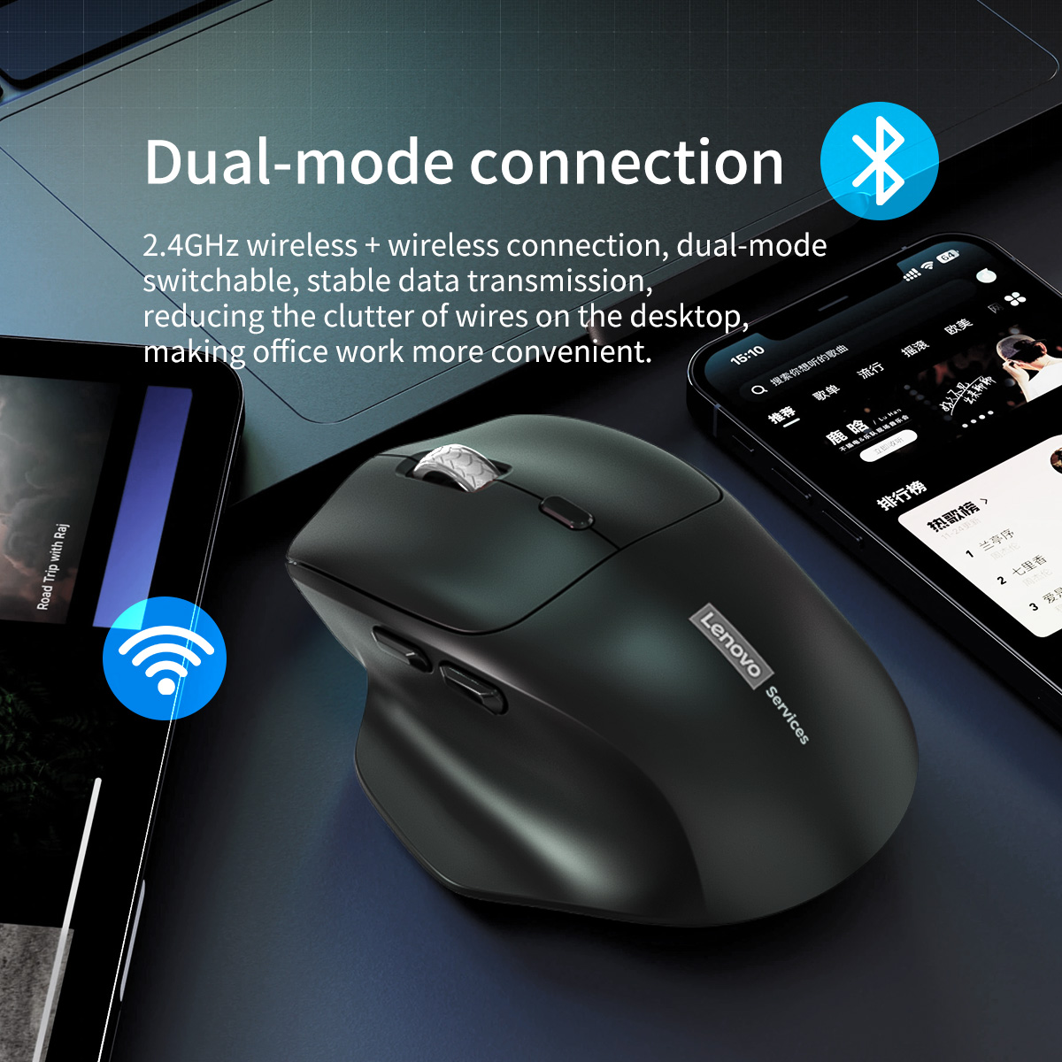 Lenovo N230 2.4GHz Wireless Silent Mouse 2.4G Ultra-Low Latency Fast ...