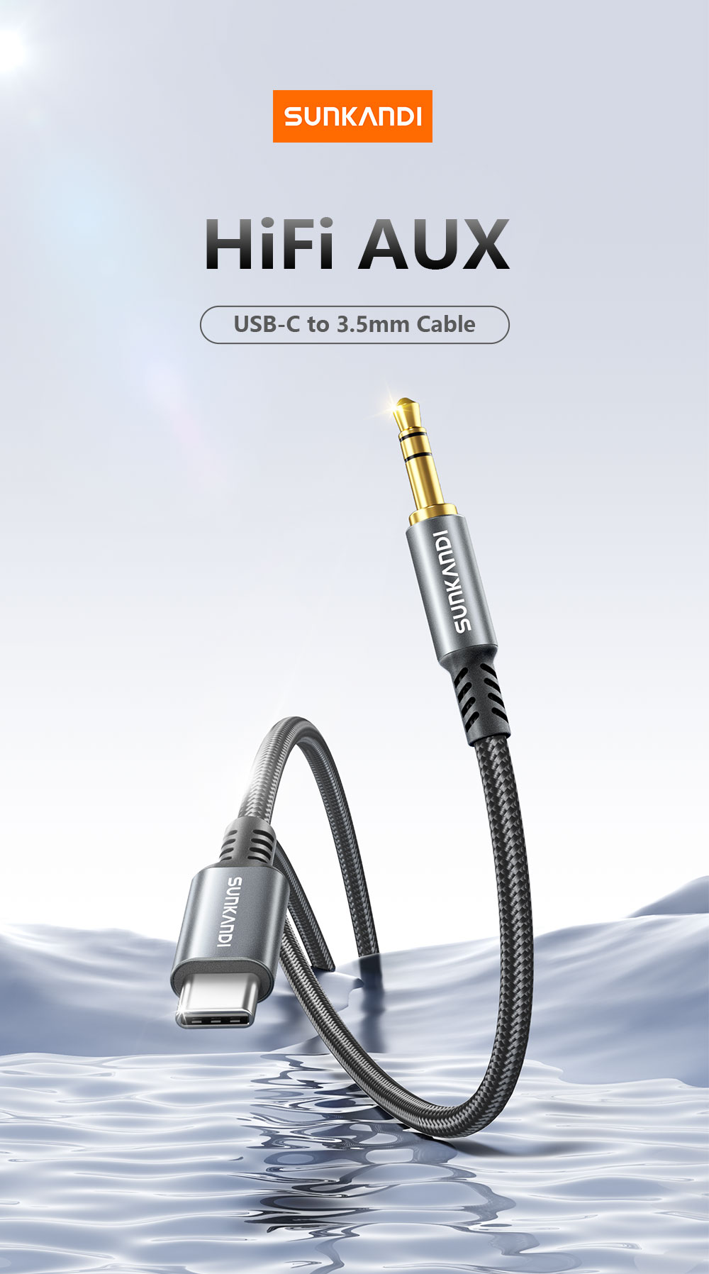 SUNKANDI USB C to 3.5mm Audio Aux Cable High-Fidelity Sound Quality For ...