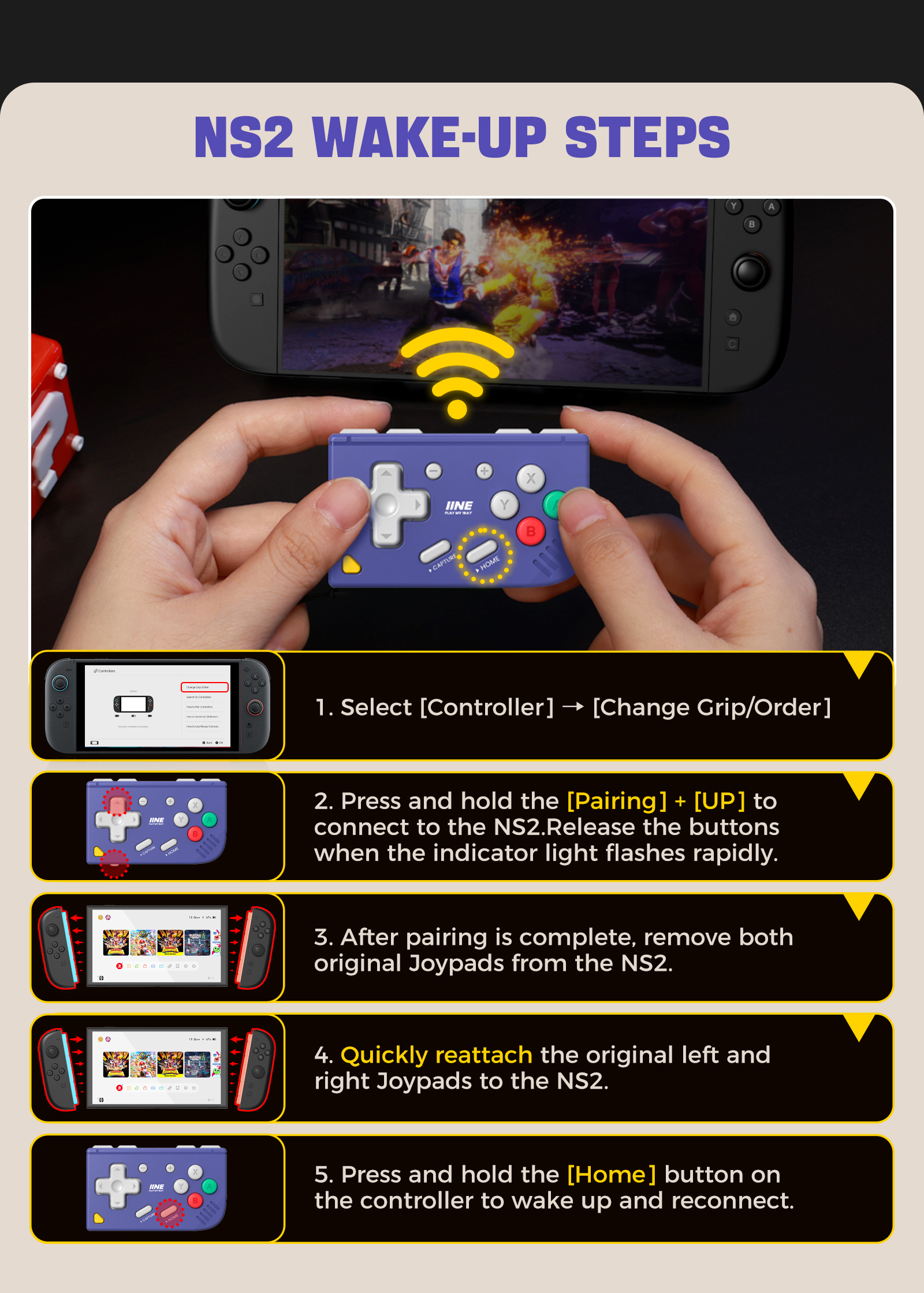 IINE Mini Retro Ananke Gen 2 Controller, Multi-Mode Wireless Gamepad ...