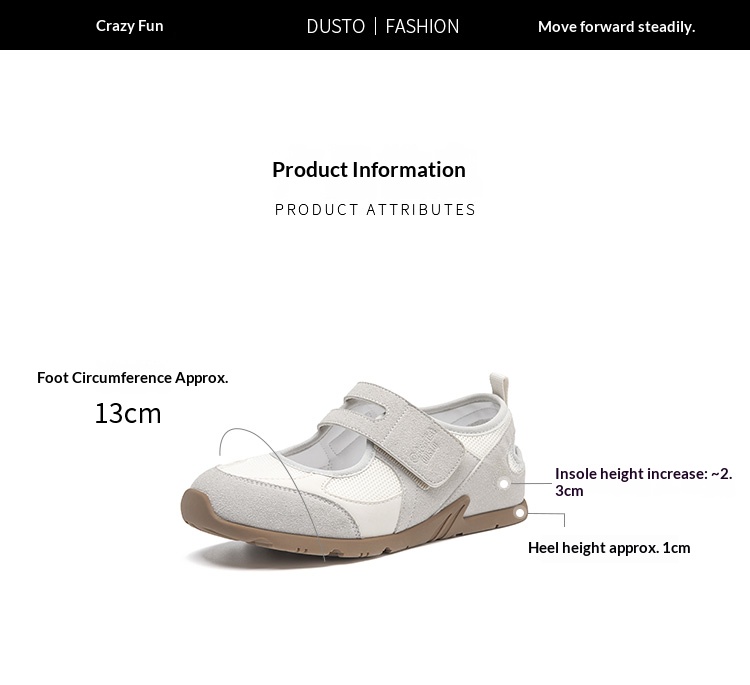 DUSTO Breathable Women's Shoes Flat Shoes with 2.3cm Internal Lift ...