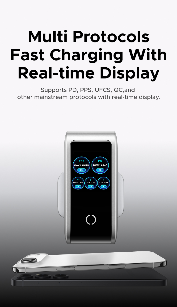 【TFT display screen Charger】UGREEN 100W GaN 5 Ports Fast Charger 8-fold ...