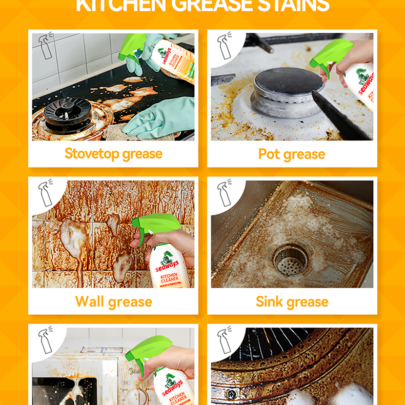 Seaways Kitchen Cleaner 480g Pot Cleaning Spray Oil Stain Remover ...