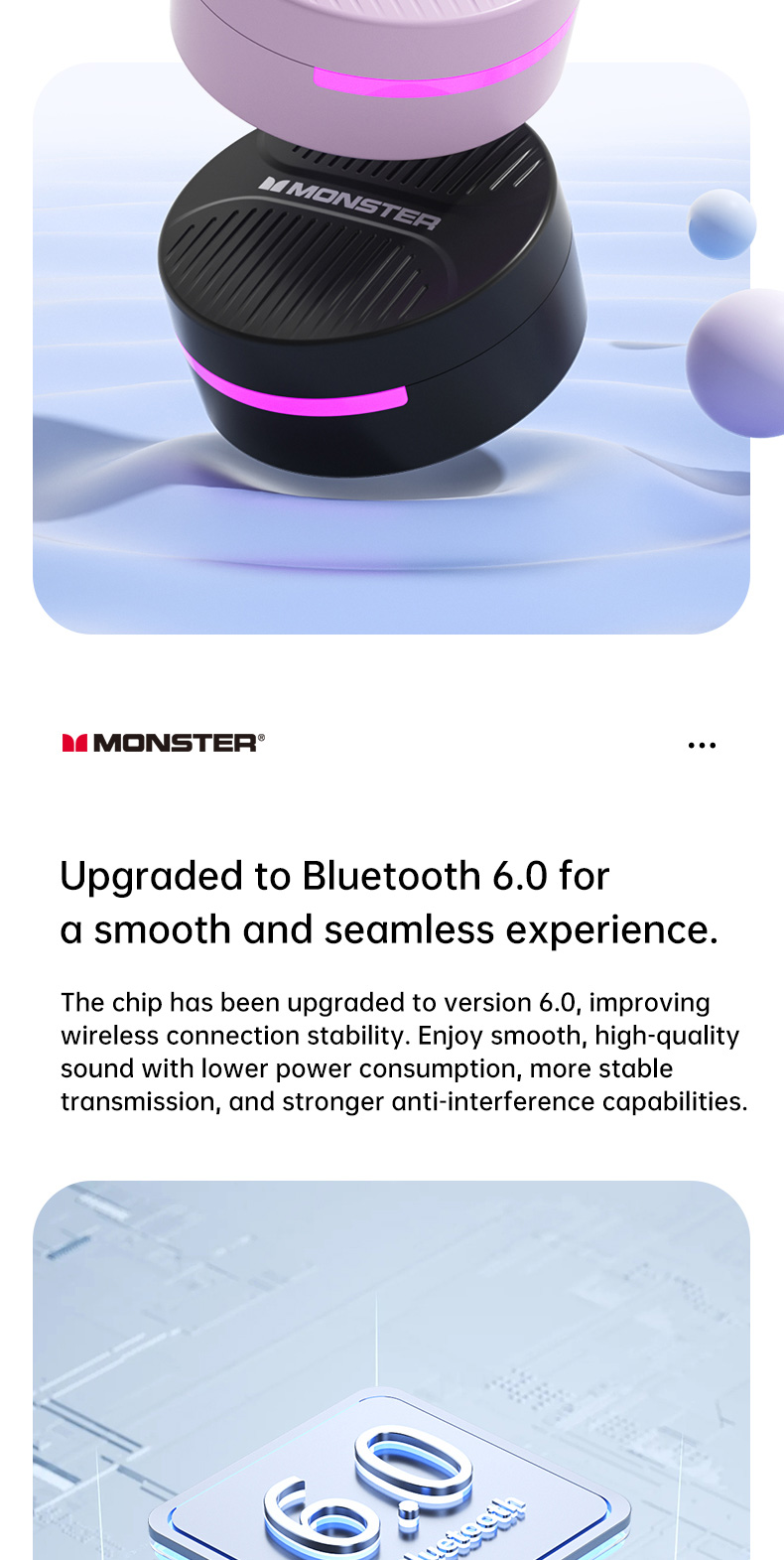 Monster T112 Wireless Earphone ANC Noise Cancelling Bluetooth 6.0 HiFi ...