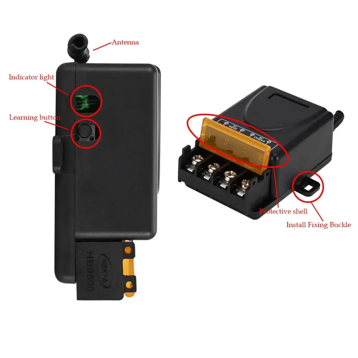 Wireless RF 433MHz Relay Module, 10A AC 110-220V 1CH Receiver, Paired ...