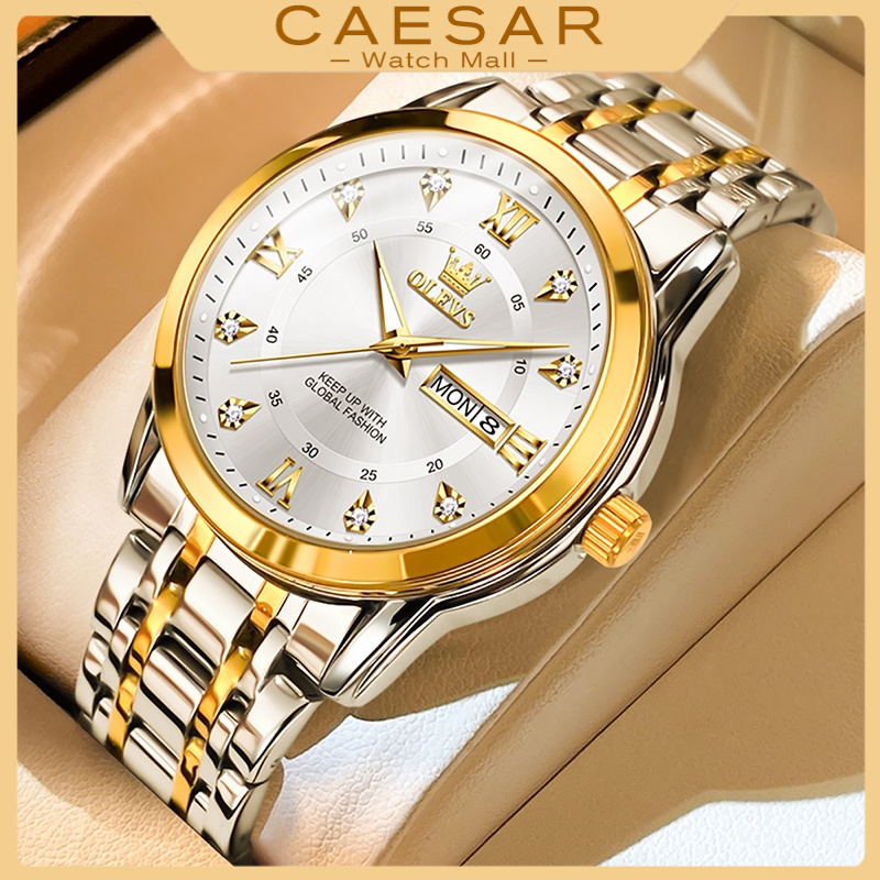 Men's Luxury Watch OLEVS 5513 Gold High-End Diamond-Studd Business ...
