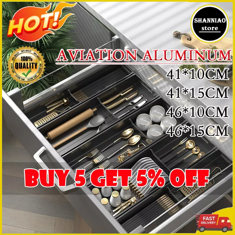 [Fast Delivery]Aluminum Kitchen Organizer Expandable Cutlery Drawer ...