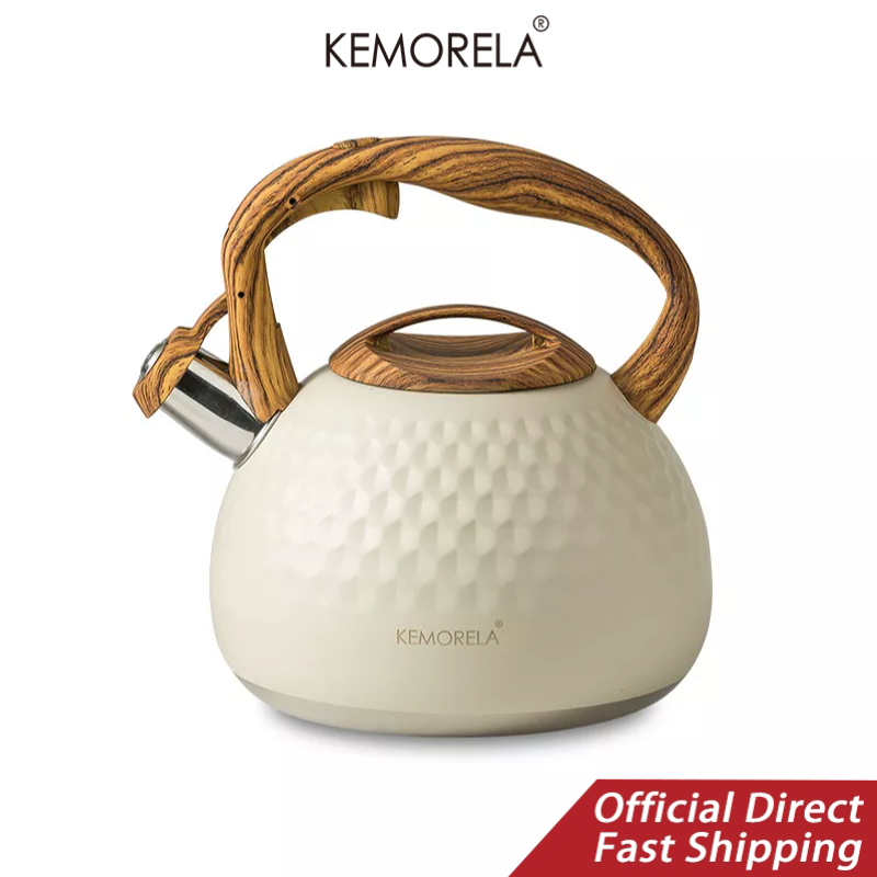 KEMORELA Whistling Kettle 3L Stainless Steel Whistling Tea Kettle Stovetops Food Grade Tea Pot ...