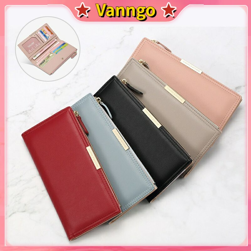 Women's Long Wallet Multi-card Zipper Ladies Purse PU Leather Wallet ...
