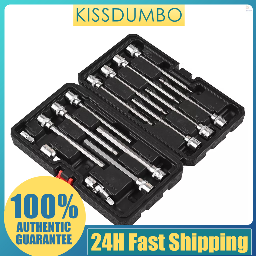 15PCS 3/8” Drive Metric Extra Long Allen Hex Bit Socket Set | 12 Pieces ...