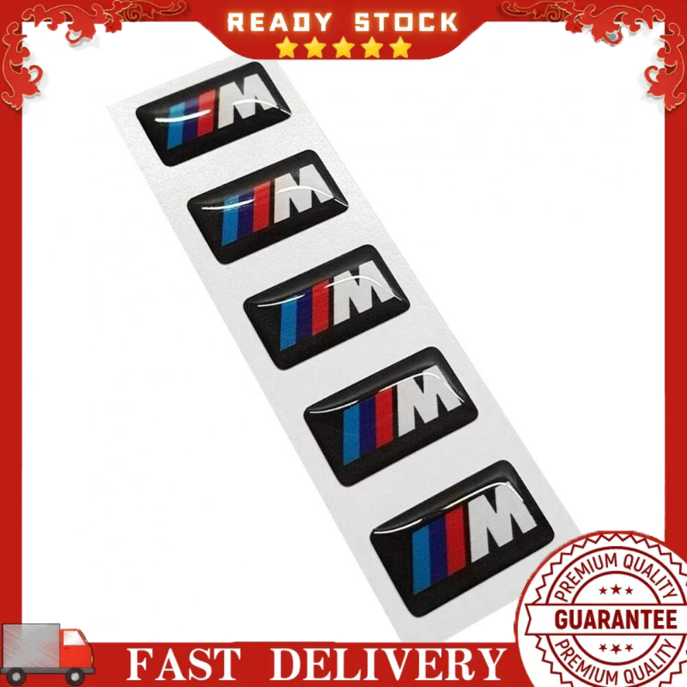 5pcs For BMW M Sport Alloy Wheel Rectangle Rim Sticker Logo Badge 17mm ...