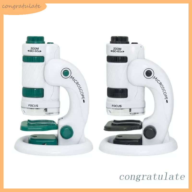 CONG 60X-180X LED Kids Beginners Microscope Toy Set Pocket Microscope ...