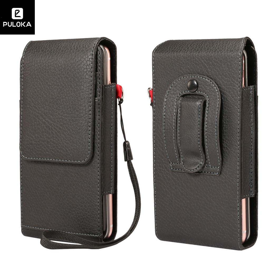 Vertical Universal Belt Phone Pouch Leather Waist Handphone Bag Double ...
