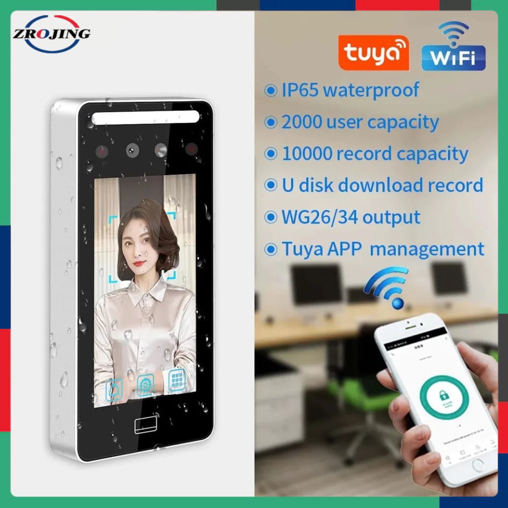5-inch Outdoor Tuya Smart Wifi Dynamic Face Recognition Access Control 125Khz RFID Time ...