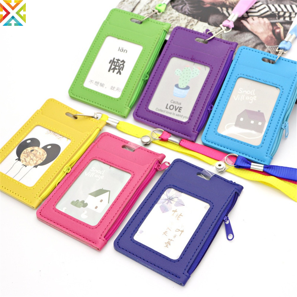 Simple Student Kids Lanyard Card Holder mini Wallet Boys PU Id ...