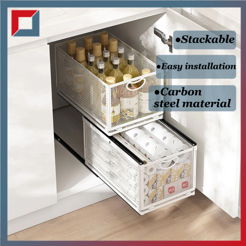 (SG STOCK)Cabinet drawer type pull-out rack sink storage rack multi ...
