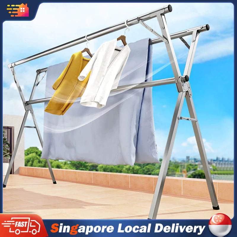Retractable X-shaped clothes drying rack stainless steel clothes hanger ...