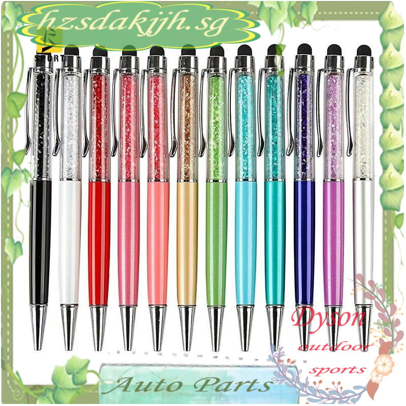12Pcs/Pack Bling Bling 2-In-1 Slim Crystal Diamond Stylus Pen and Ink ...