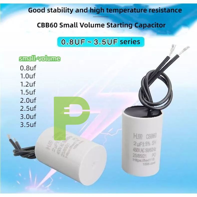 Cbb60 Small Volume Capacitor Fireplace Water Pump Fan Capacitor 0.8 uf ...