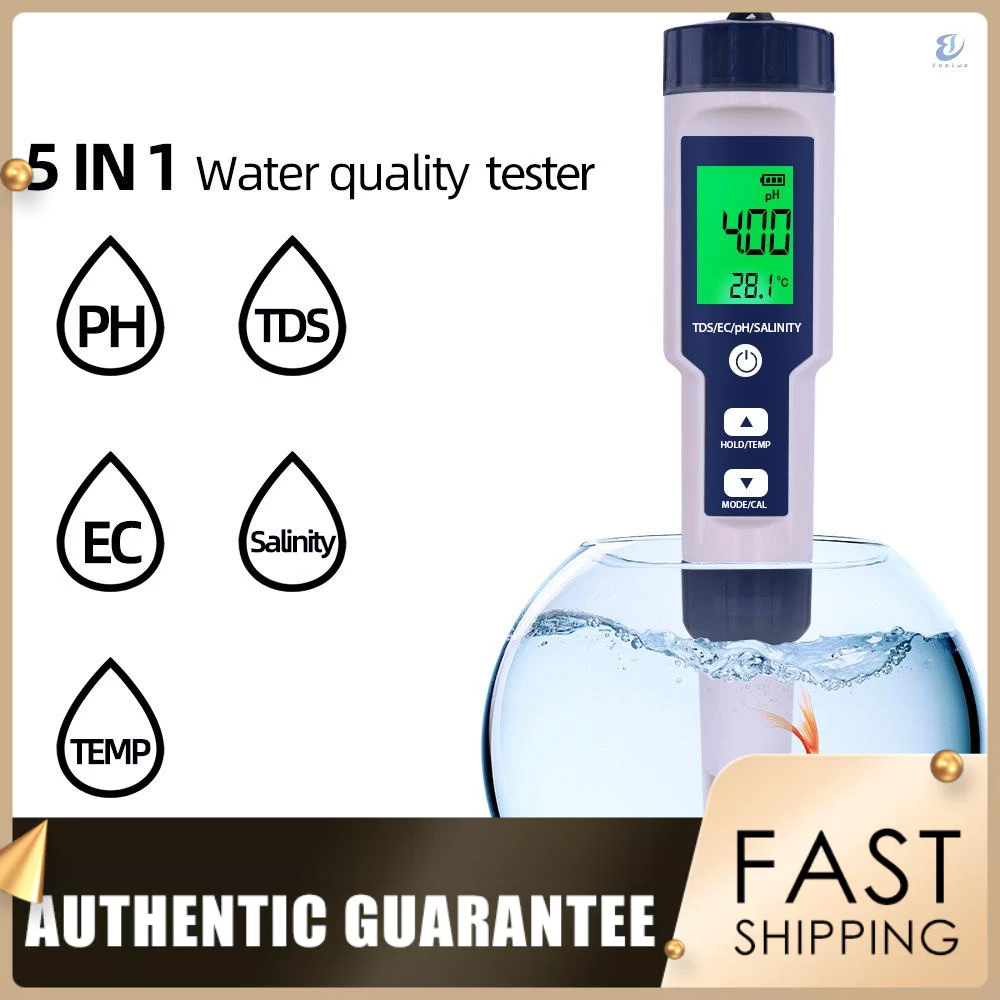 5 in 1 Water Quality Tester Digital Meter Water Quality Analyzer ...